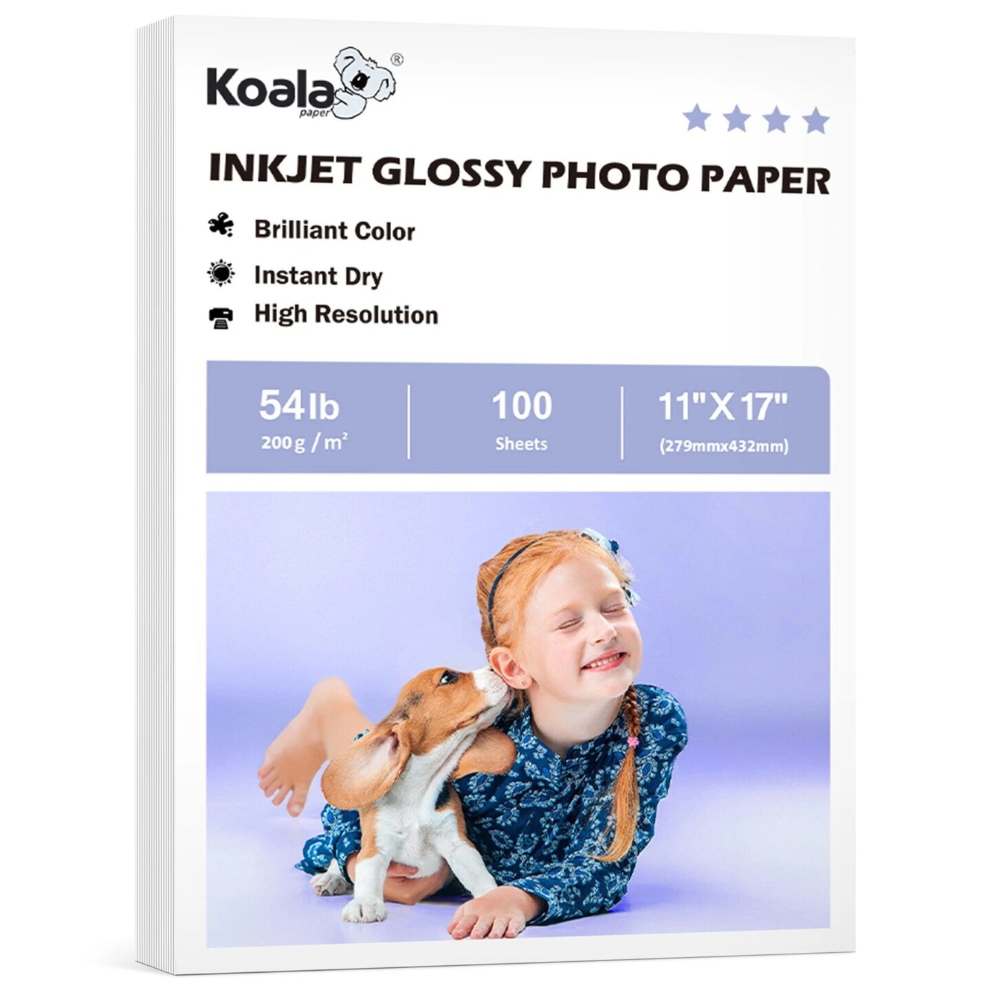 Koala Premium Glossy Photo Paper 11x17 - Thick 54lb 200gsm for Inkjet ...