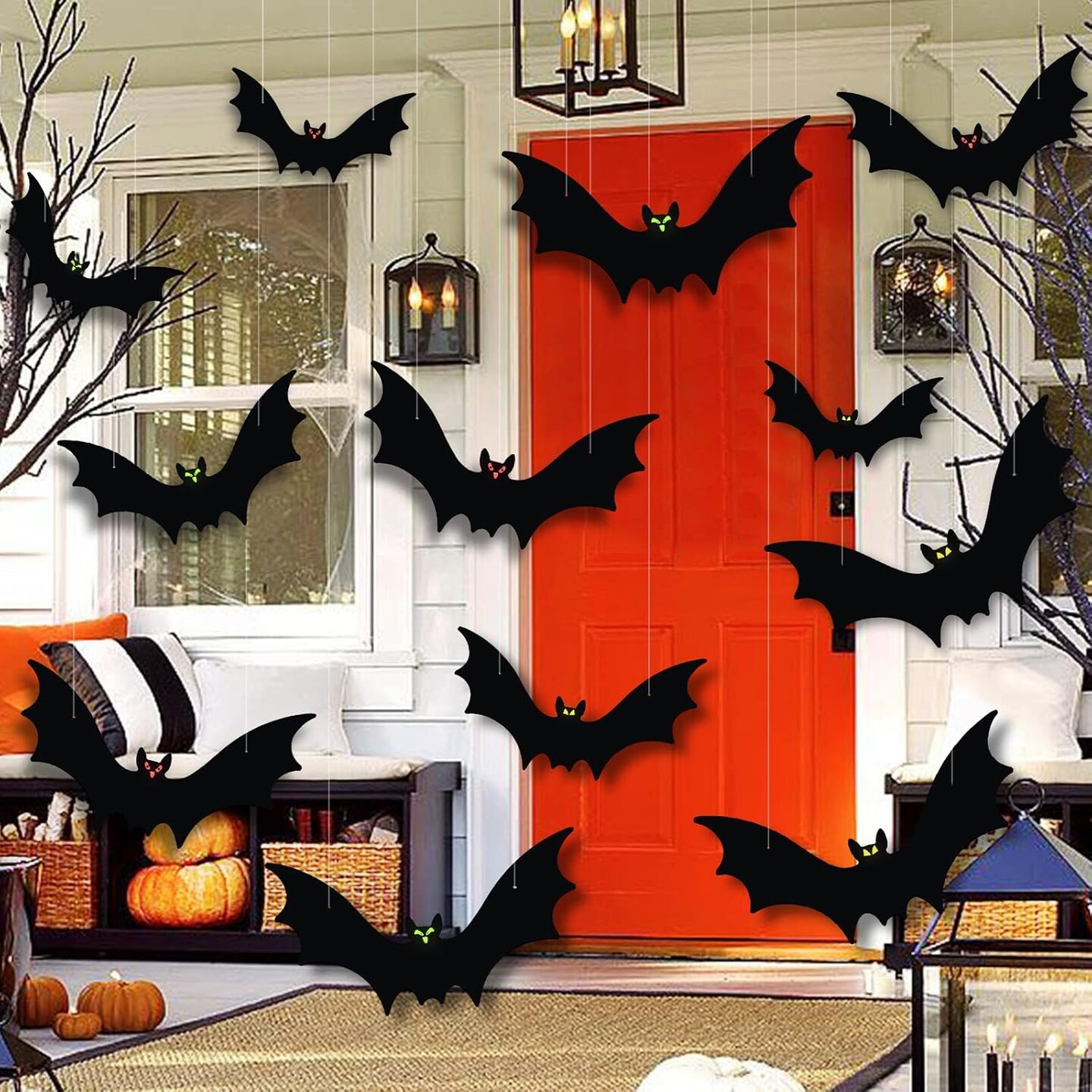 12pcs - Glowing Eyes Hanging Bats | Michaels
