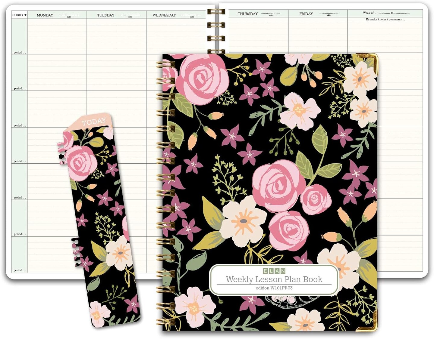 7 Period Teacher Lesson Planner (Black Floral) | Michaels