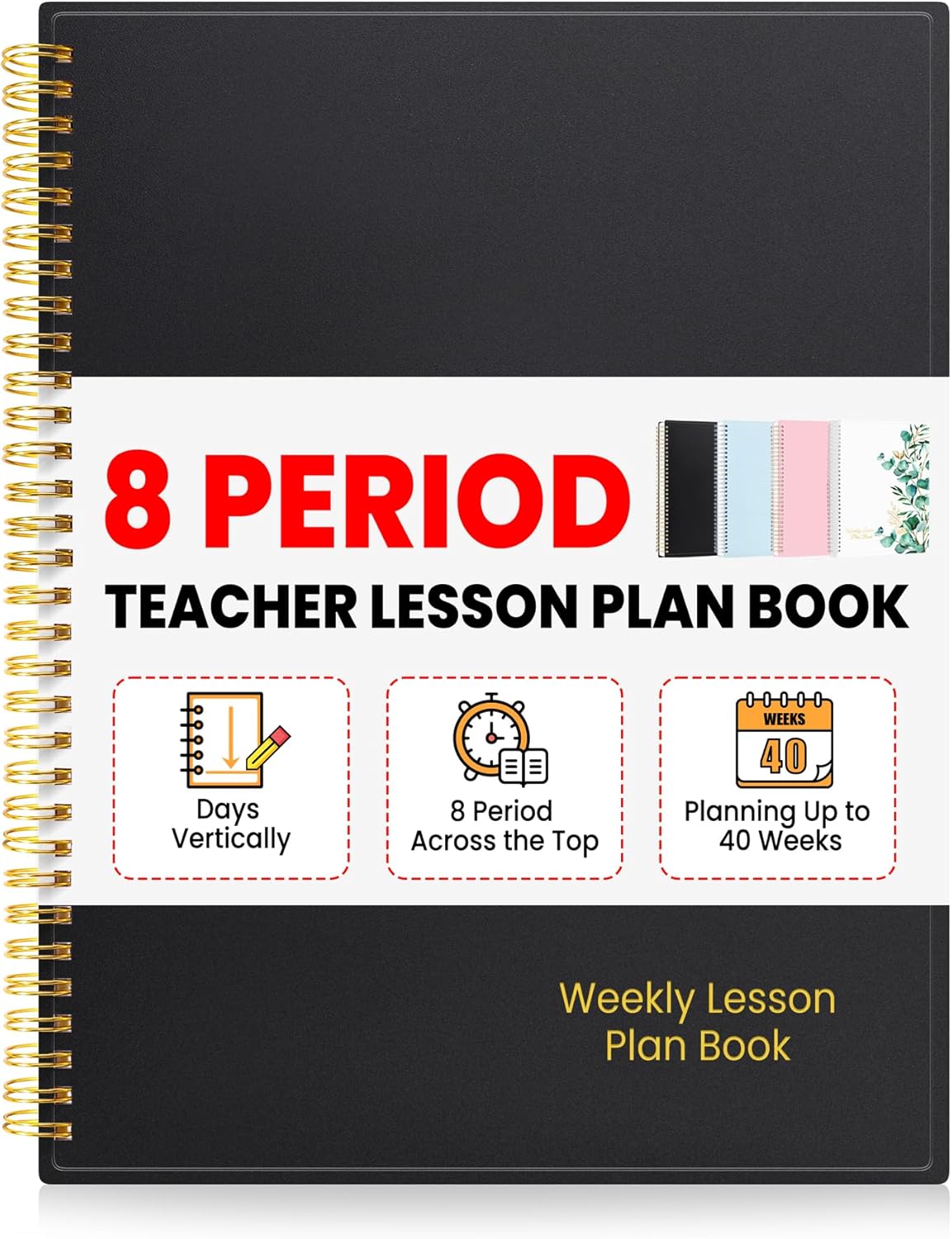 8 Period Teacher Lesson Plan Book - Black | Michaels