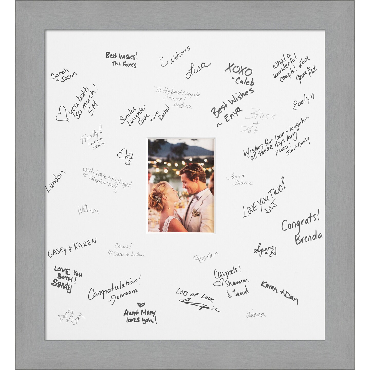 Brushed Signature Mat Picture Frame, Photo Frame Wedding Guest Book ...