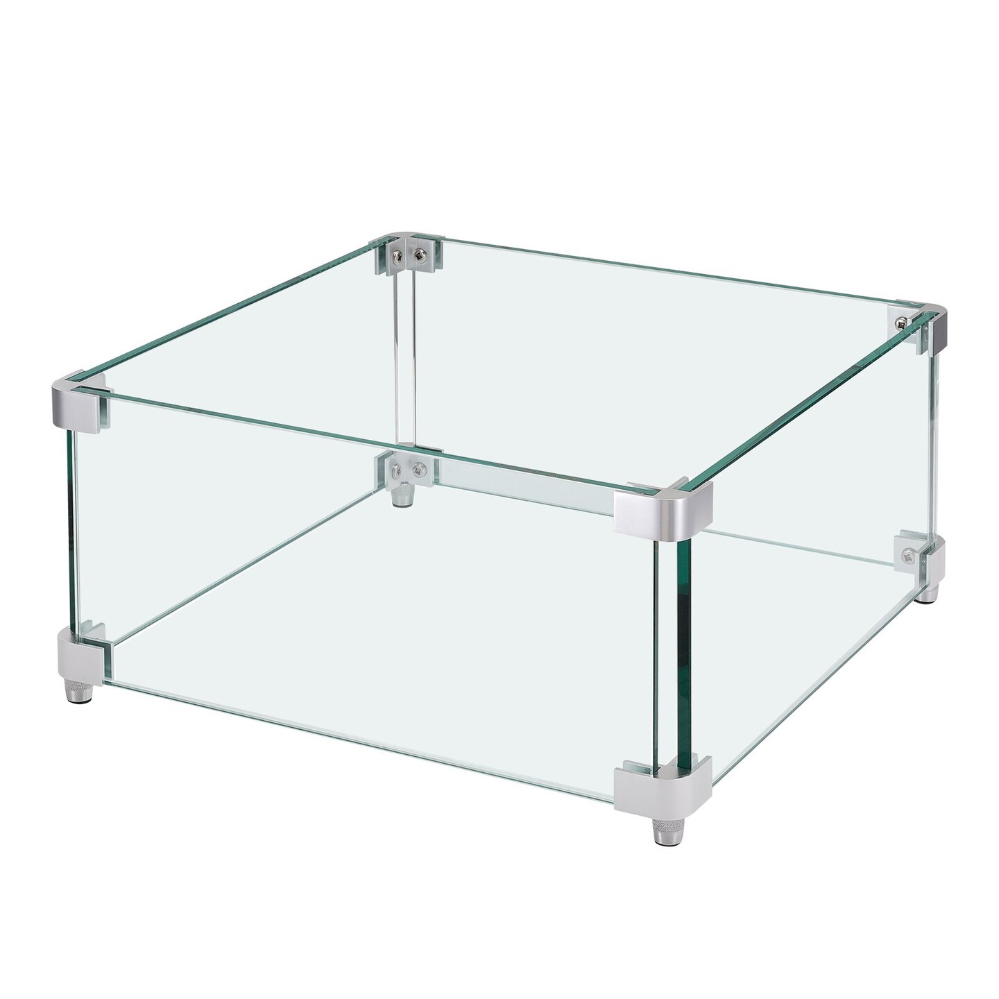 Clear Tempered Glass Fire Pit Wind Guard with Aluminum Connectors and ...