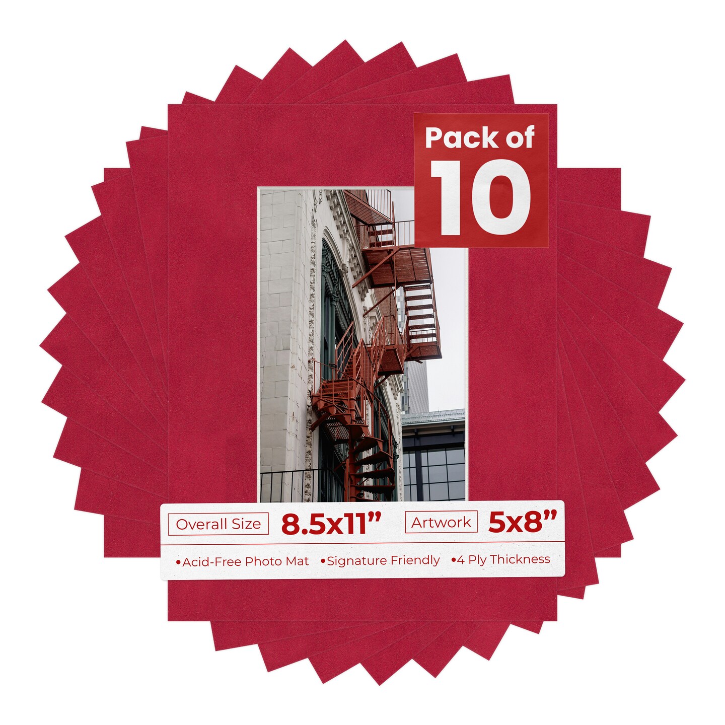 Red Suede Mat Board for 8.5x11 Frames - Fits 5x8 Photos, Color: Red ...