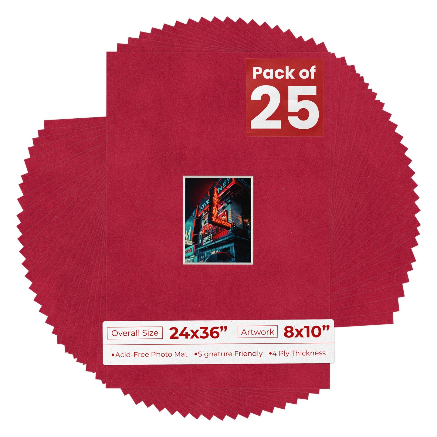 Red Suede Mat Board for 24x36 Frames - Fits 8x10 Photos, Color: Red ...