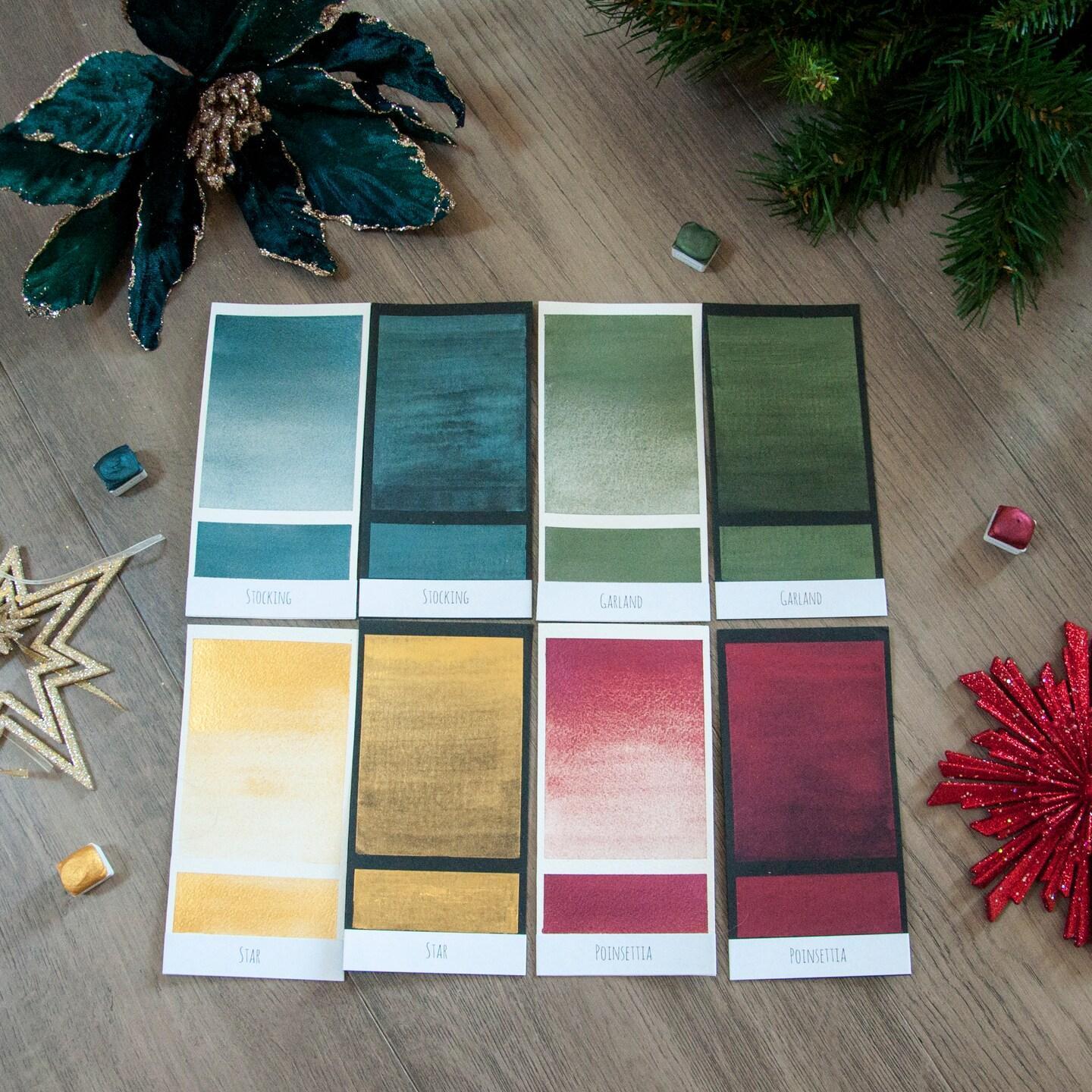 Deck The Halls | Shimmer Watercolor Paint Set | Full pan, Half pan ...