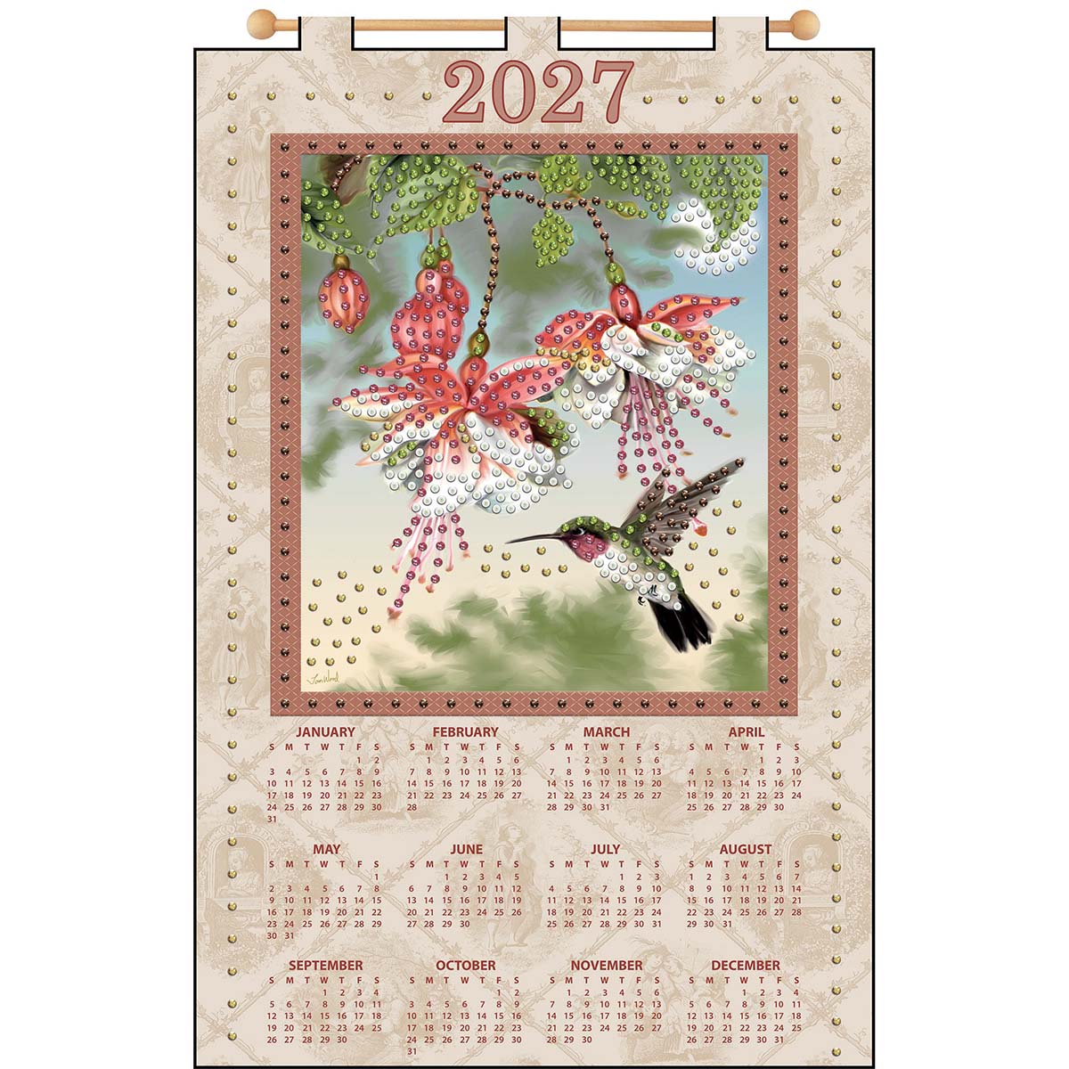 Design Works Hummingbird & Fuchsia Calendar Felt & Sequin Kit, Color ...