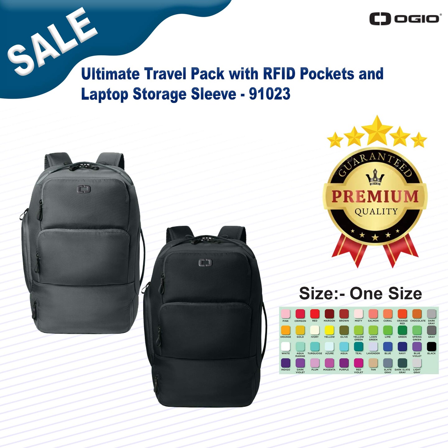 OGIO® Ultimate Travel Pack with RFID Pockets and Laptop Storage Sleeve ...