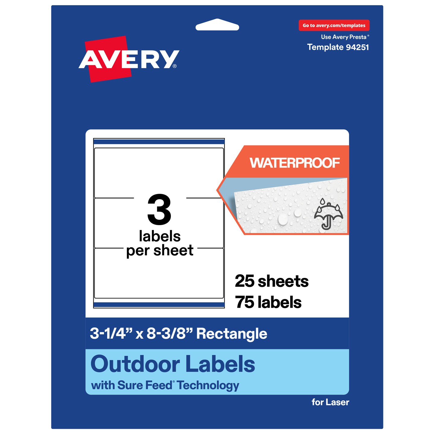 Avery Outdoor Waterproof Labels, 3-1/4" x 8-3/8" Rectangle | Michaels