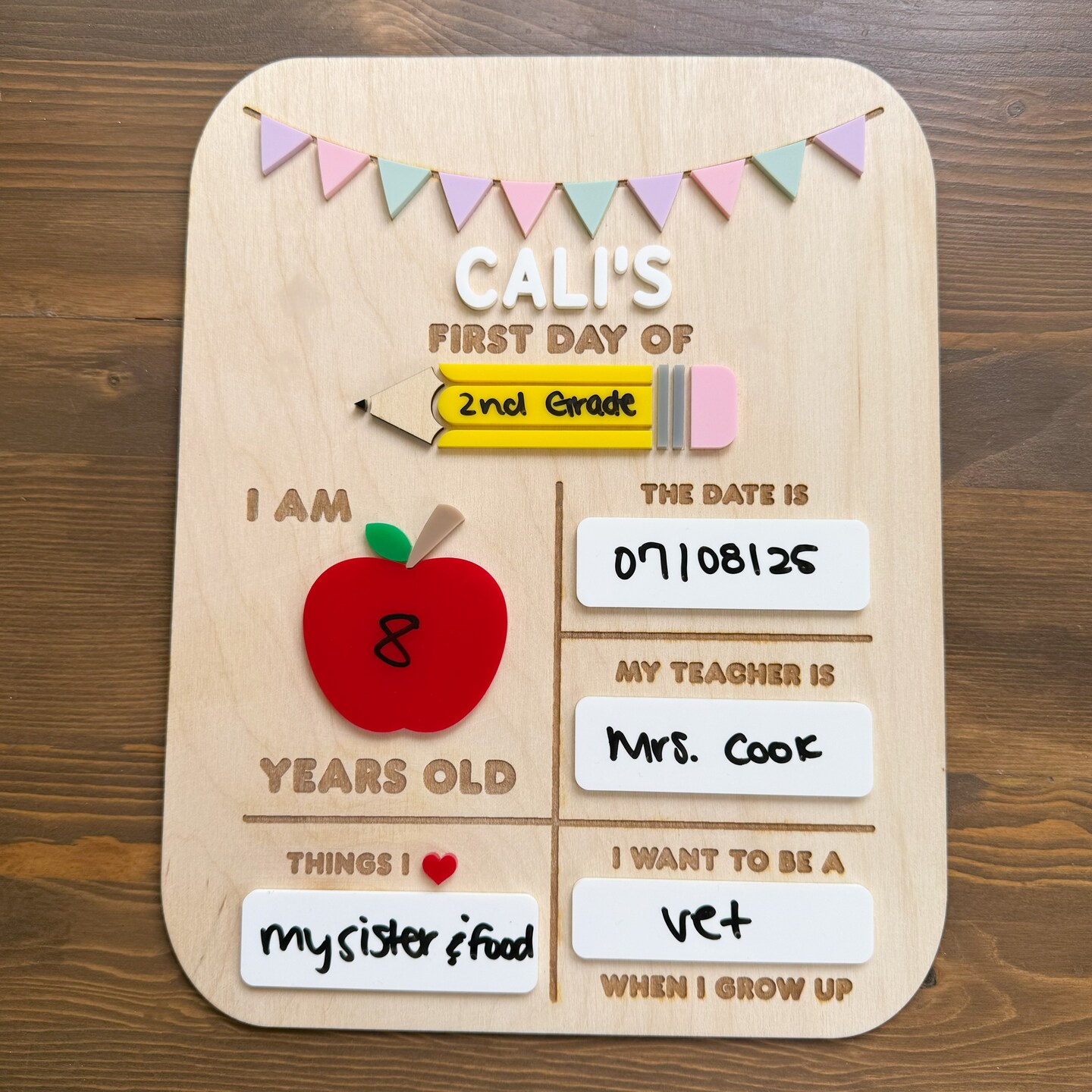Personalized First Day Dry Erase Board - Custom Reusable Back to School ...