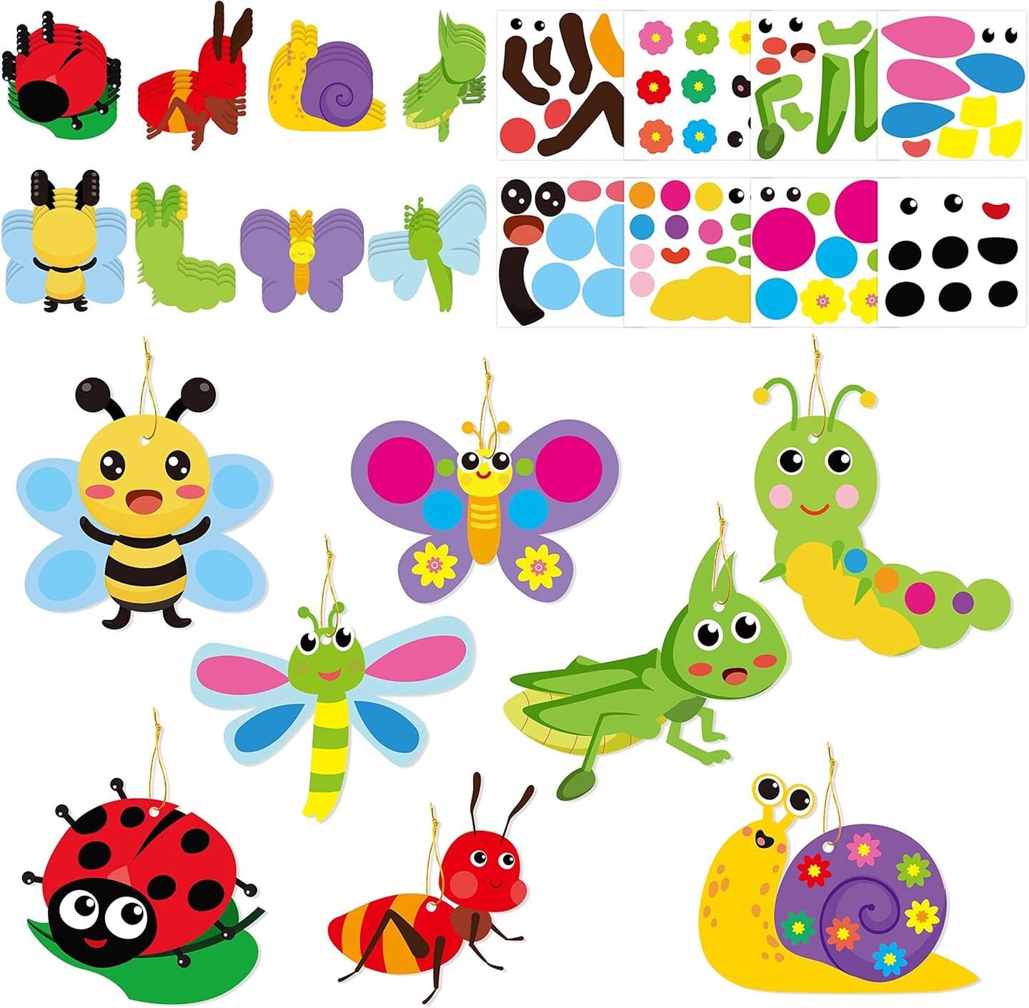 32 Pack Bugs Craft Kits for Kids with Spring Summer DIY Bug Snails Ants ...