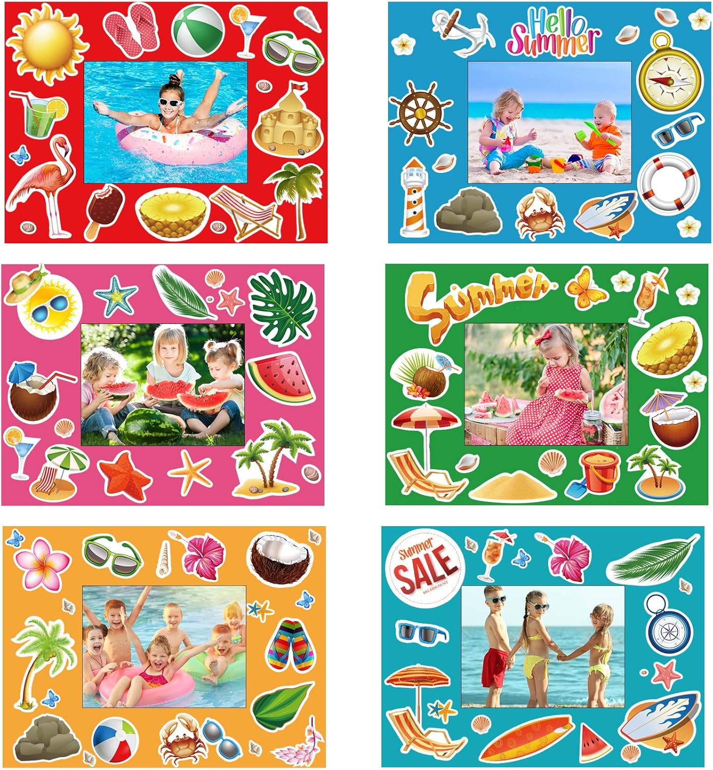 24 Pack Summer Photo Frame Craft Kit Hawaiian DIY Picture Frame Craft ...