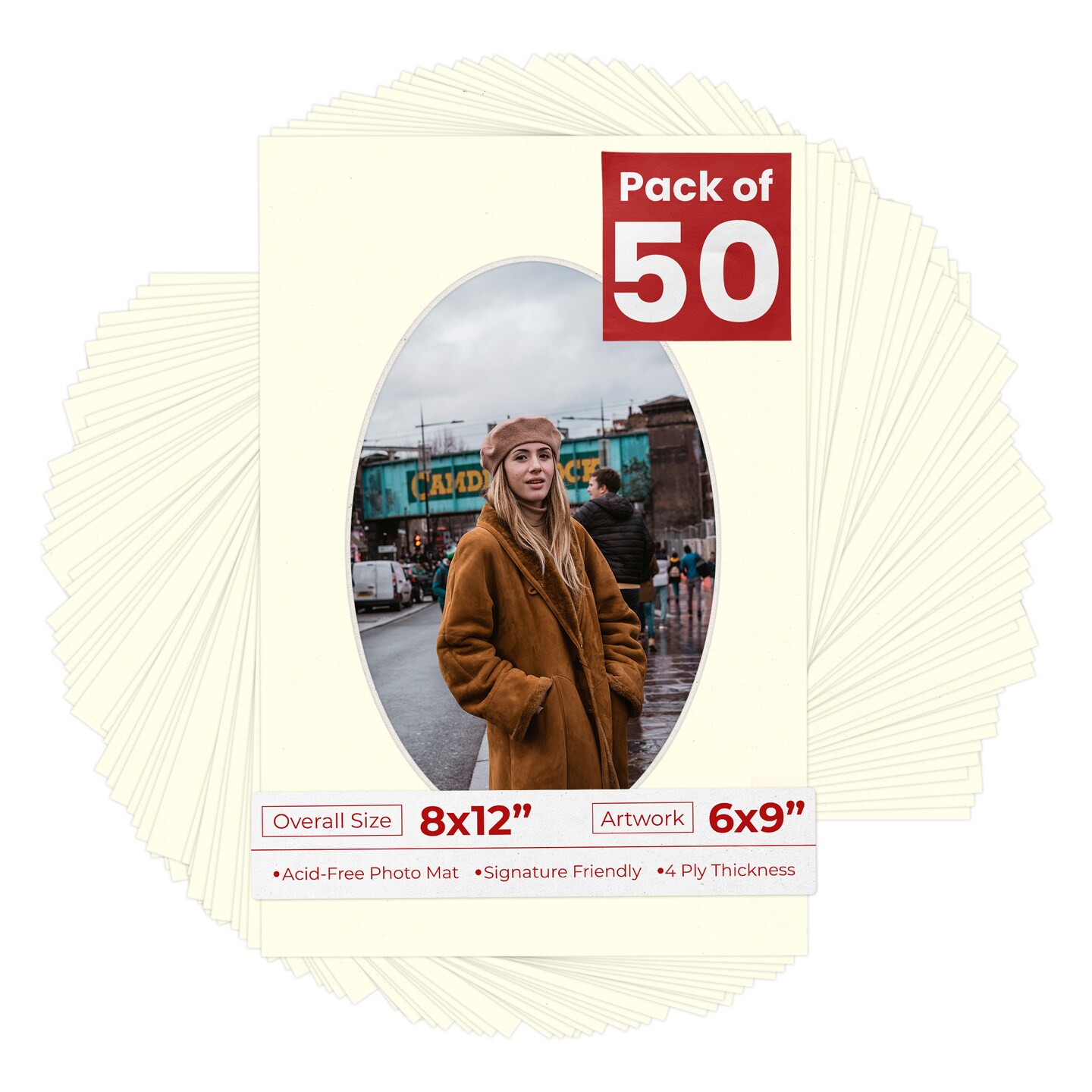Cream Linen Mat Board for 8x12 Frames - Oval Opening for 6x9 Photos ...