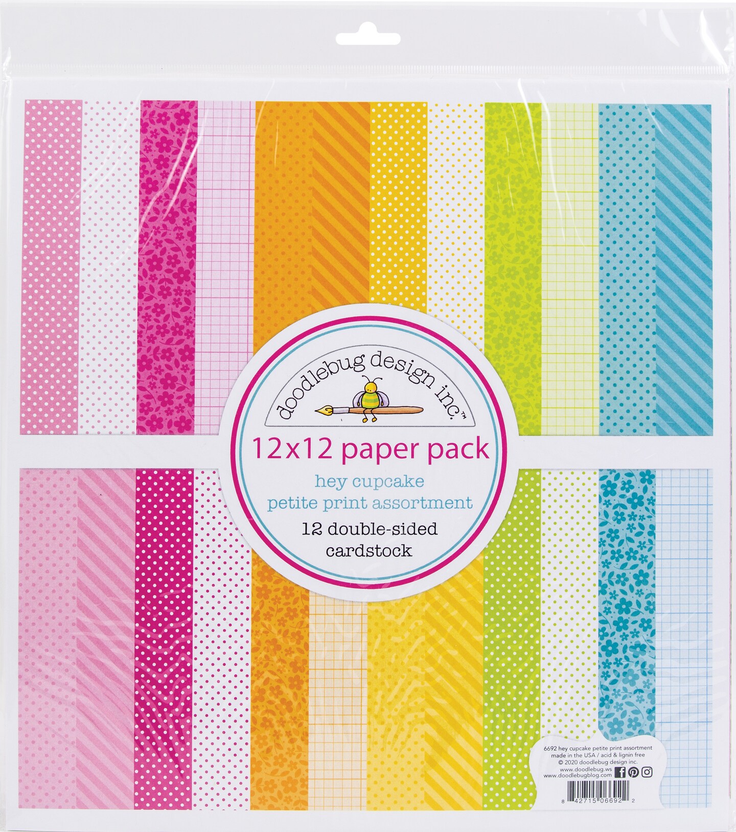 Doodlebug Petite Prints Double-Sided Cardstock 12"X12" 12/Pk-Hey ...
