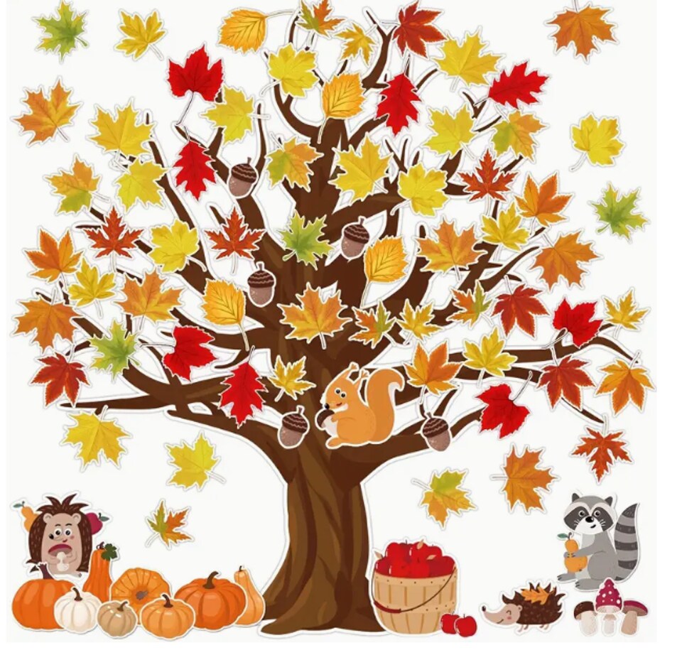 Autumn Sticker Set – 56 Pcs Happy Fall Cutouts with Maple Leaves ...