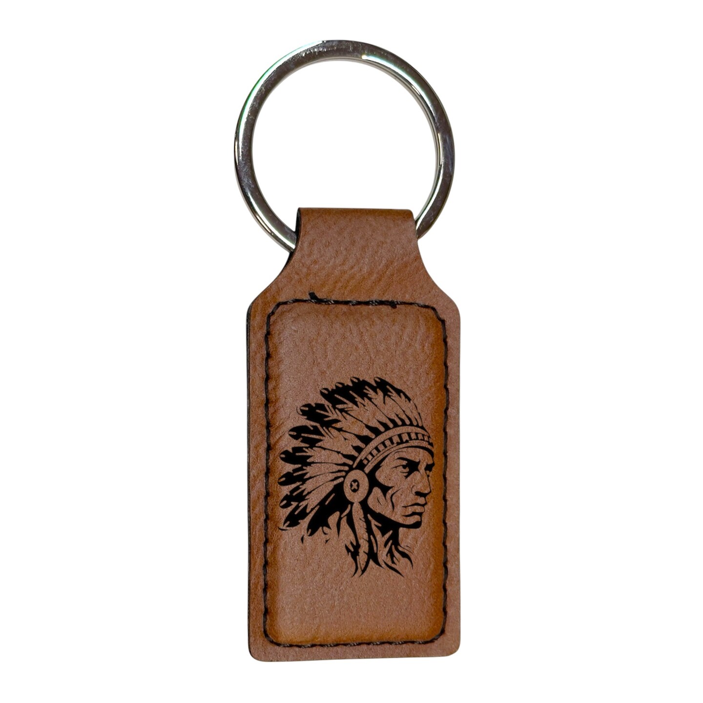 Keychain - Rectangle - Indian Chief - Leather | Michaels
