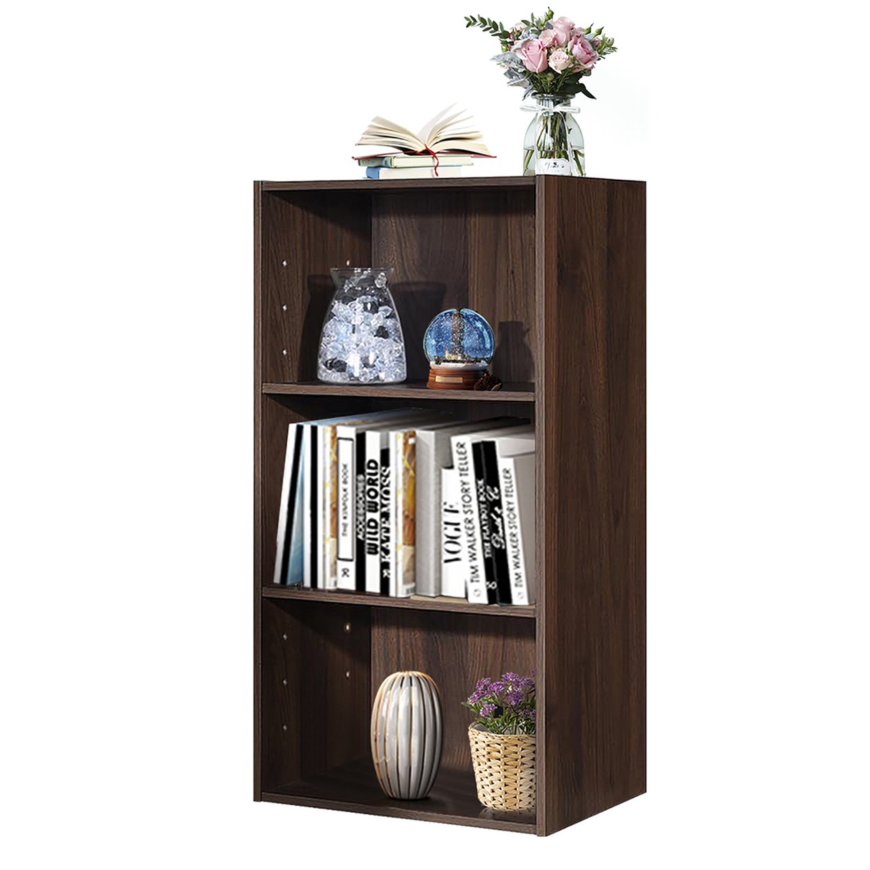 3 Open Shelf Bookcase Modern Multi-Functional Storage Display Cabinet ...