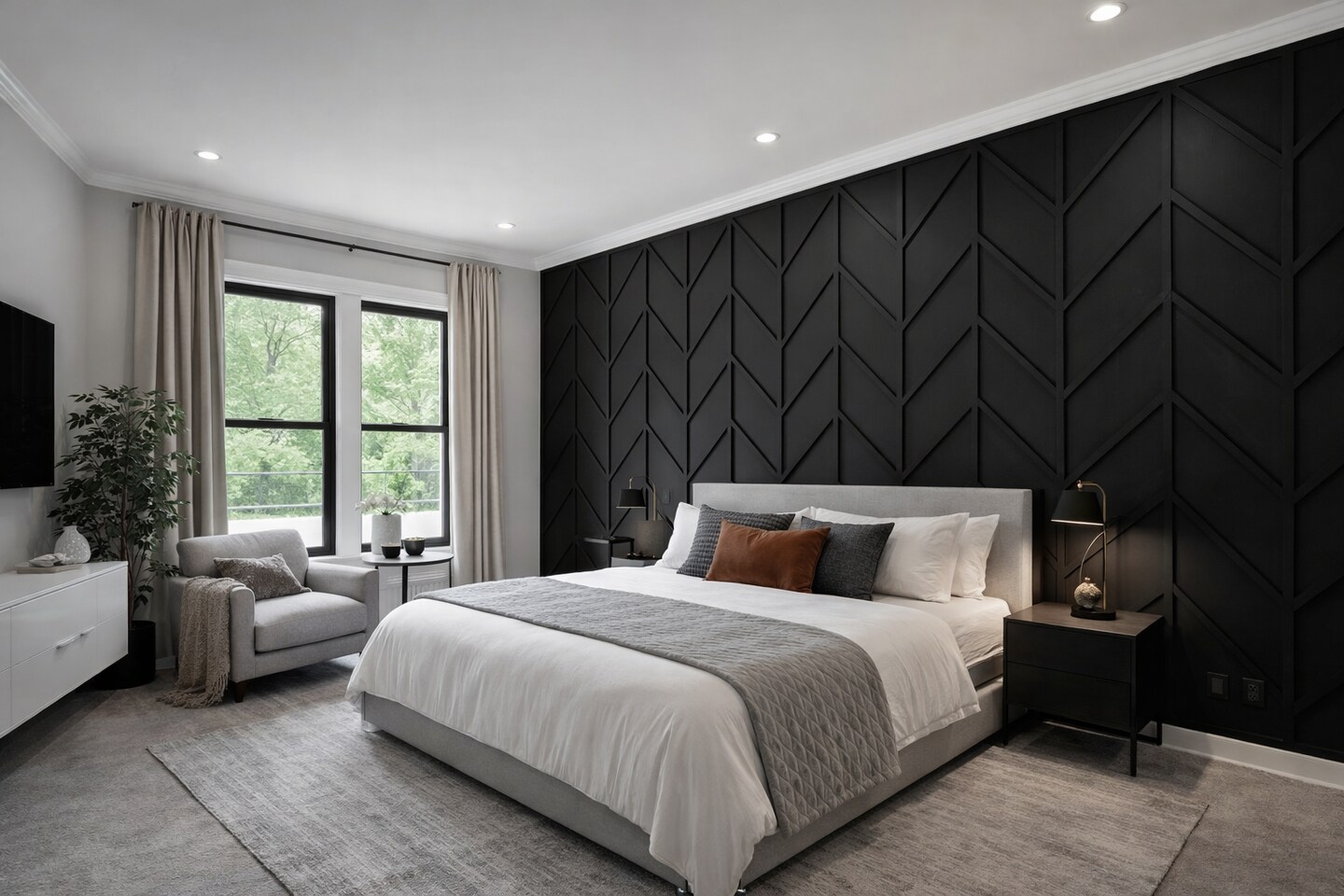 Chevron Accent Wall Panels for bedroom, living room, dining room, Pre ...