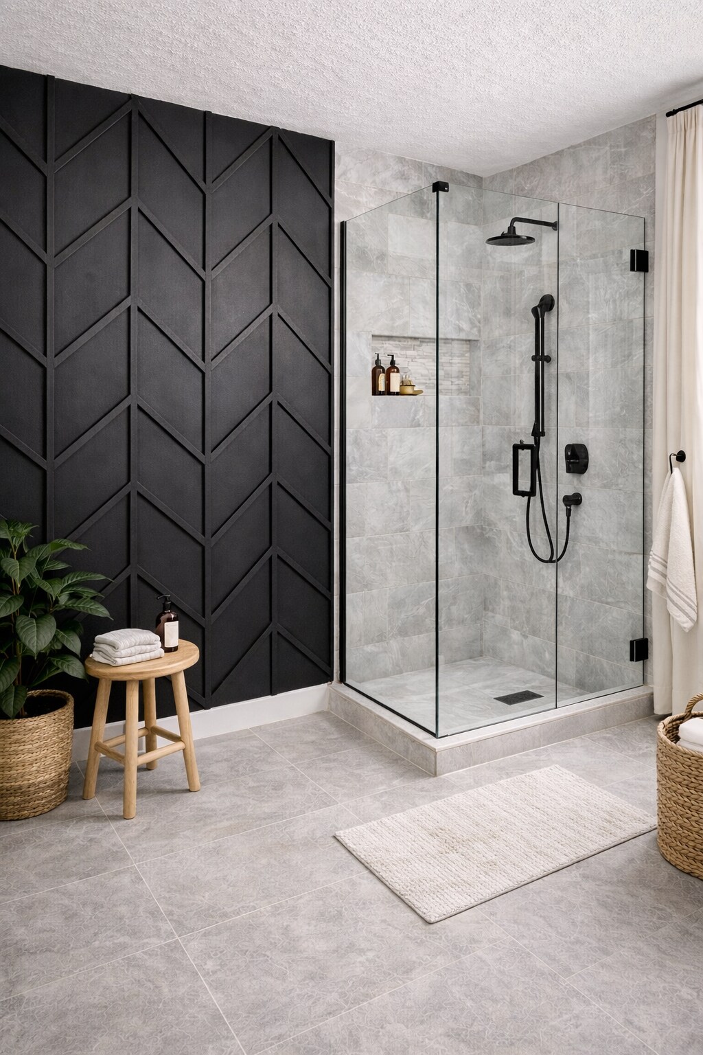 Chevron Accent Wall Panels for Powder room, Bathroom accent wall panels ...