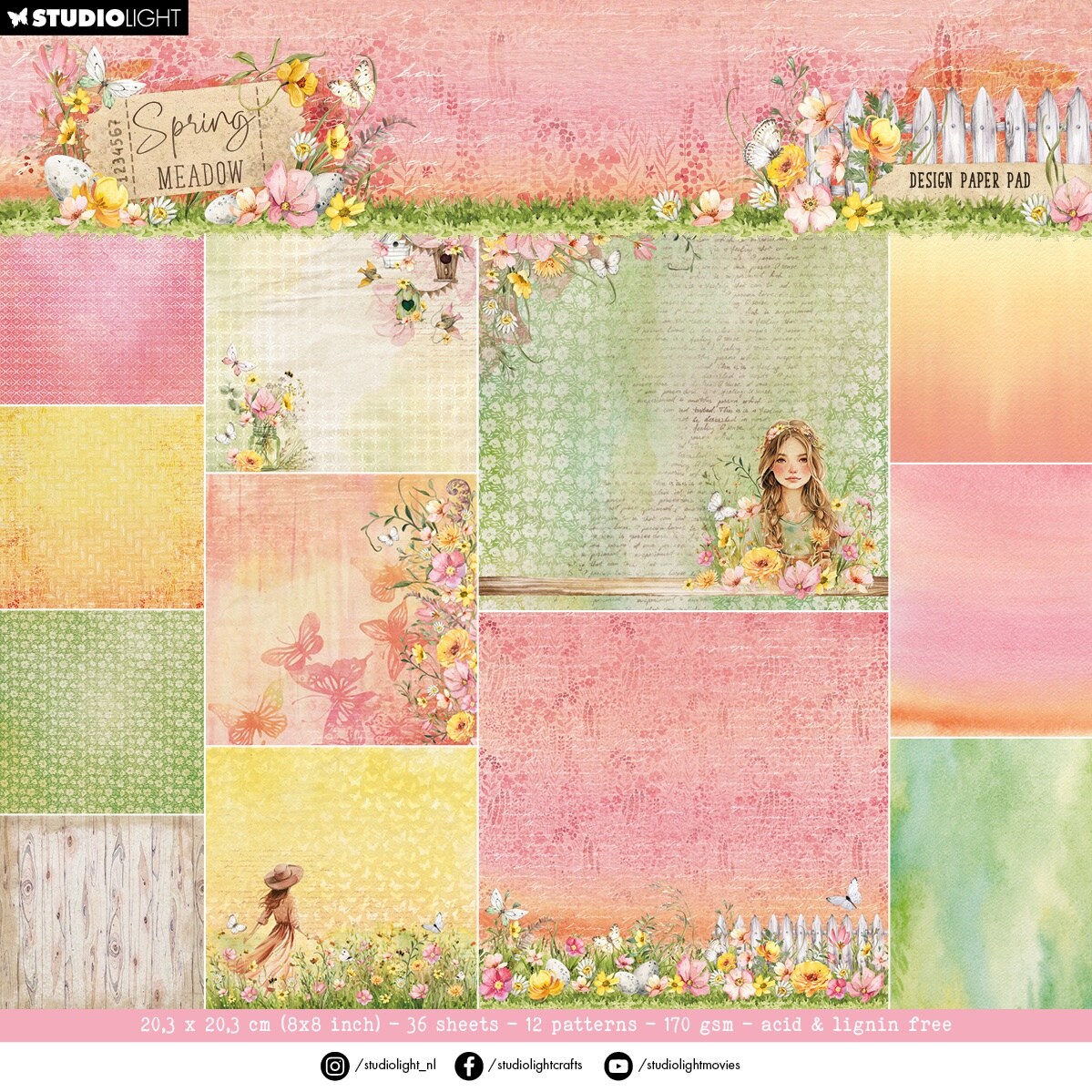 Studio Light Spring Meadow Designer Background Paper 36/Pkg-Nr. 270 ...