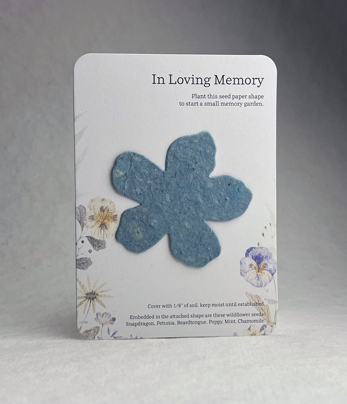 Custom Recycled Cards with Wildflower Seed Paper Flower - In Loving Memory - Memorial Favor ...