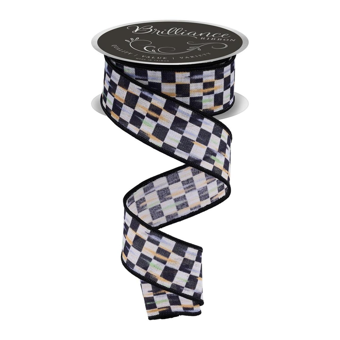 1.5in Mini Antique Checkerboard Ribbon: Black (10 Yards) | Michaels