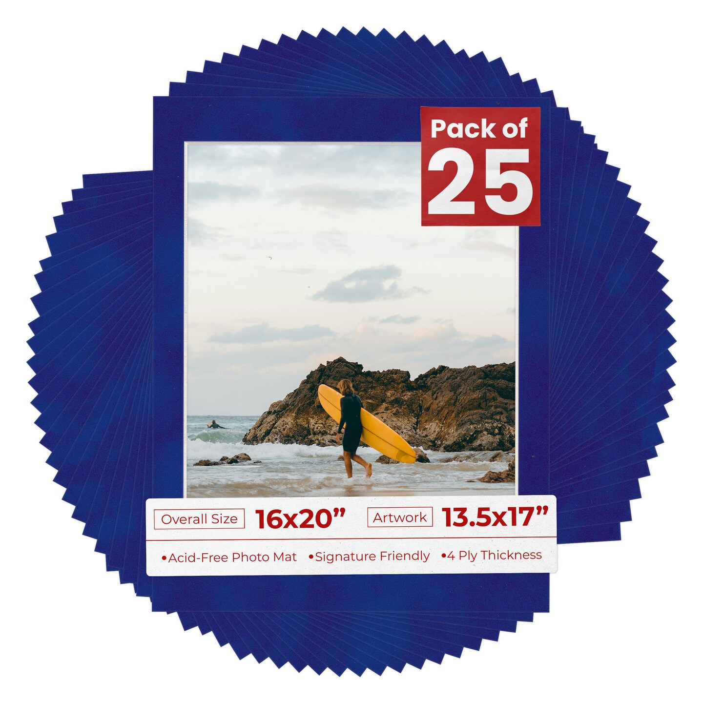 Royal Blue Suede Mat Board for 16x20 Frames - Fits 13.5x17 Photos ...