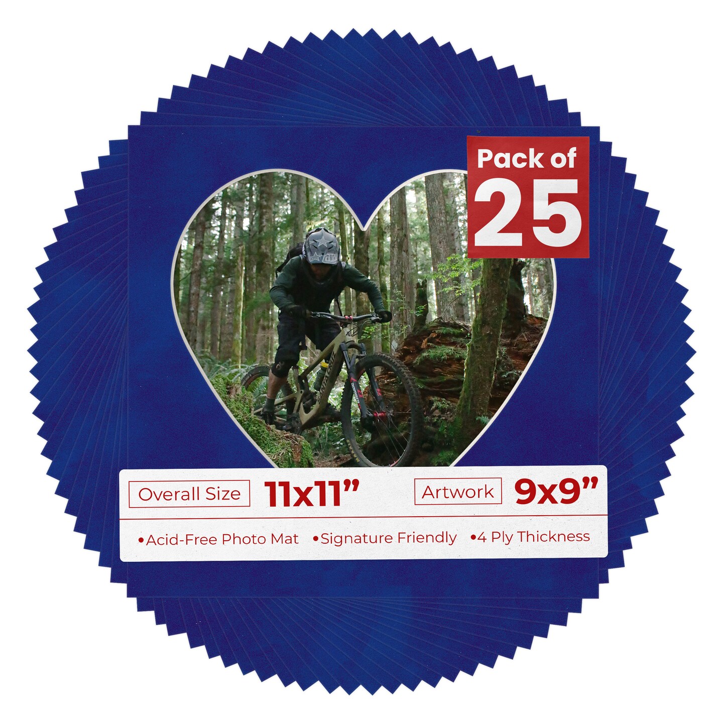 Royal Blue Suede Mat Board for 11x11 Frames - Heart Opening for 9x9 ...