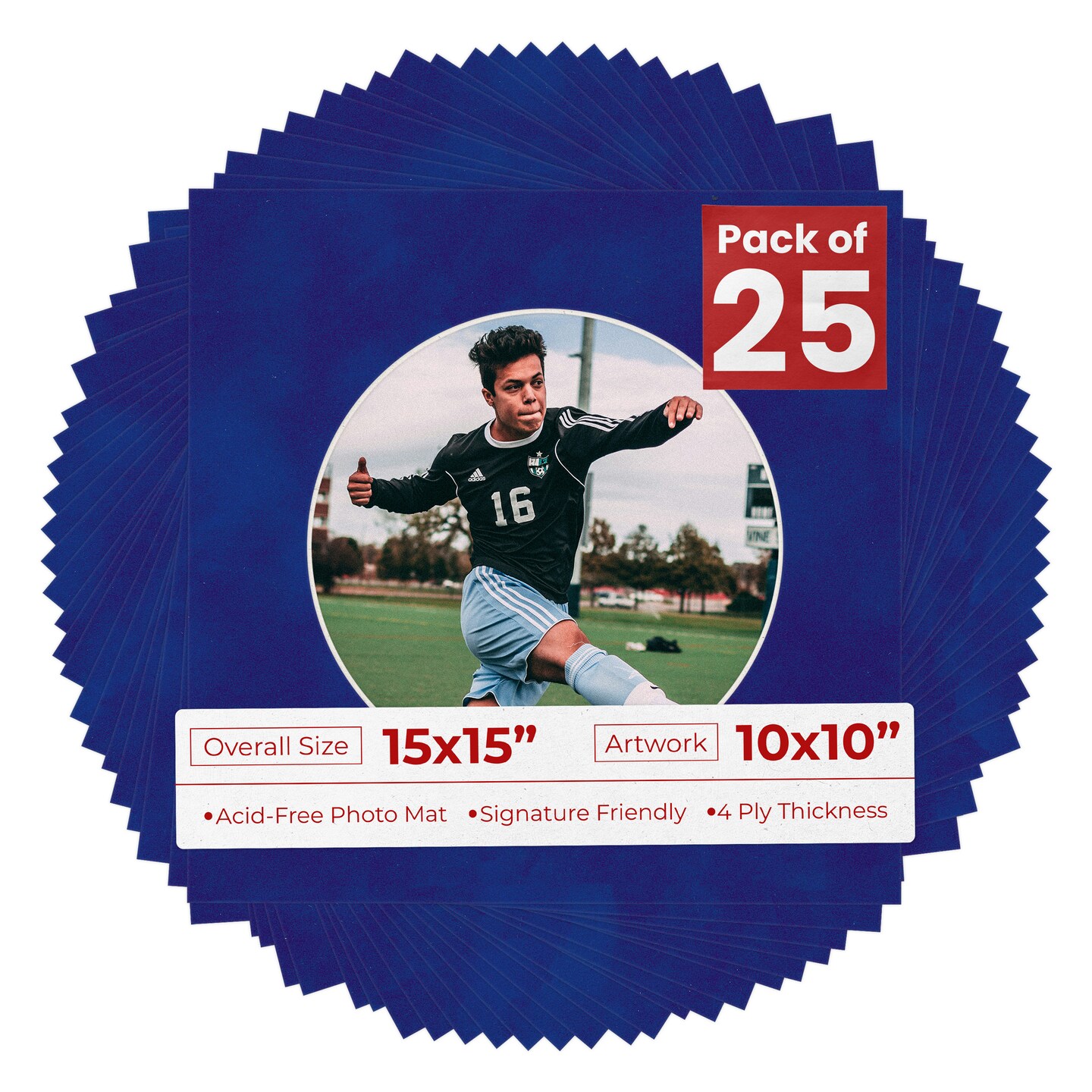 Royal Blue Suede Mat Board for 15x15 Frames - Circle Opening for 10x10 ...