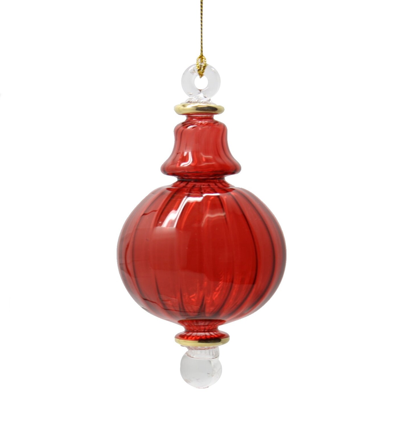 Organic Luster Ribbed Sphere with Gold Trim - Red | Michaels