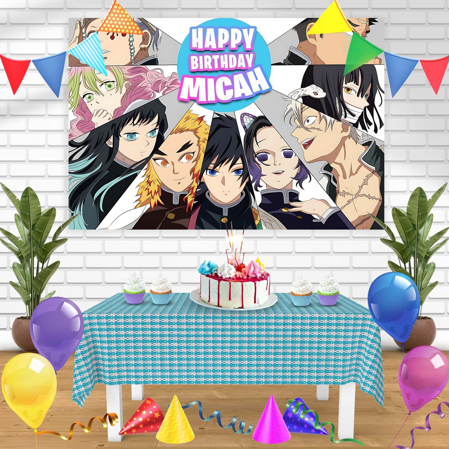 Demon Slayer Hashira Training Pilars 2024 Team Birthday Banner ...