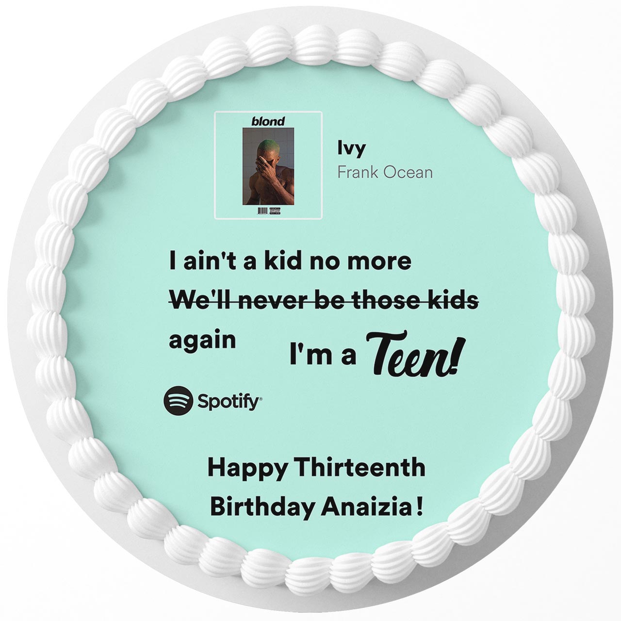 Frank Ocean Ivy Thirteenth Kid No More Teen Edible Cake Image Topper ...