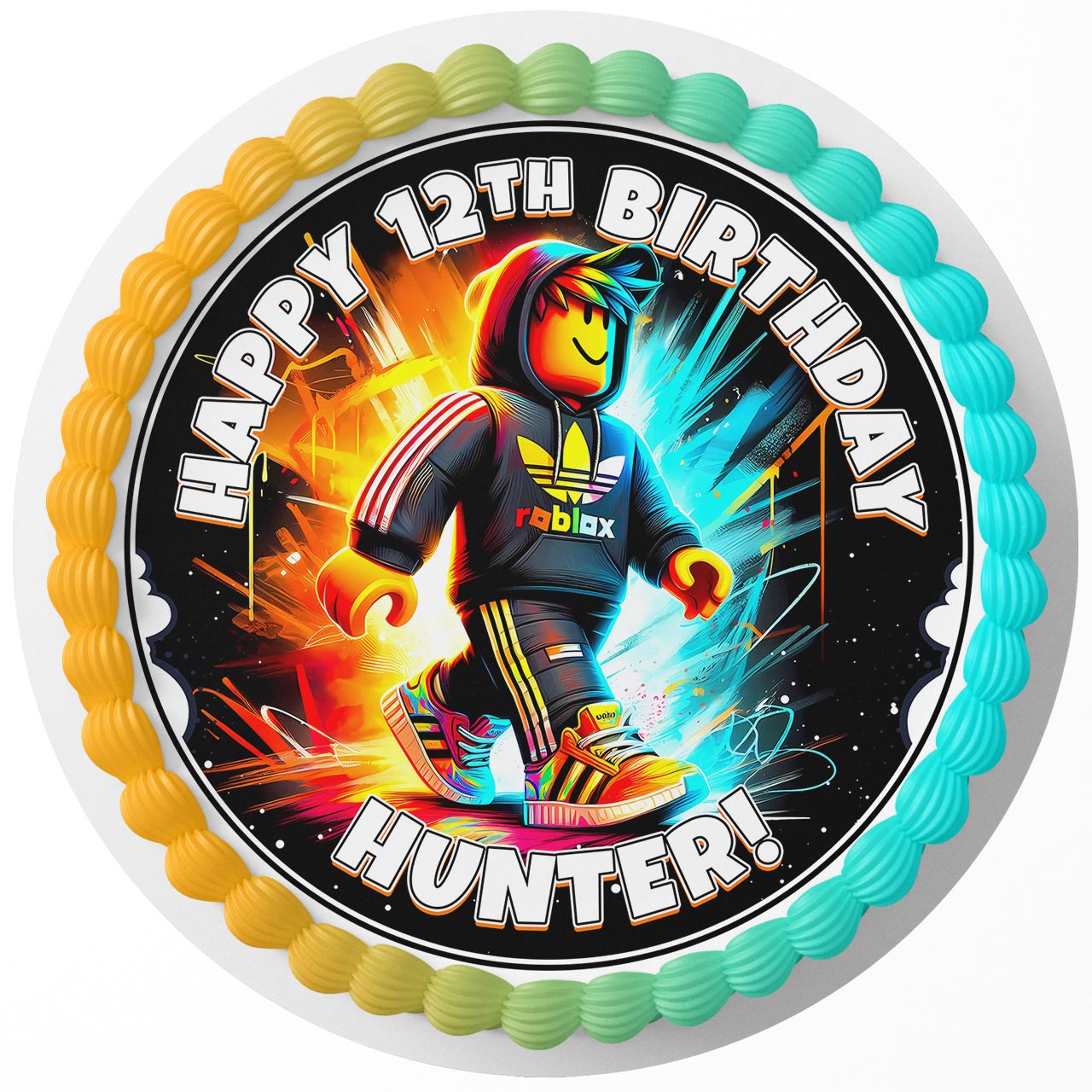 Roblox Video Game Adidas Logo Black Edible Cake Image Topper Birthday ...