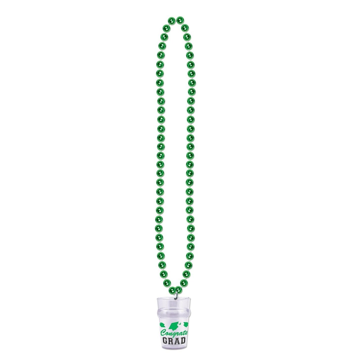 12 Pack Beistle Graduation Party Bead Necklaces with Grad Glass - green ...