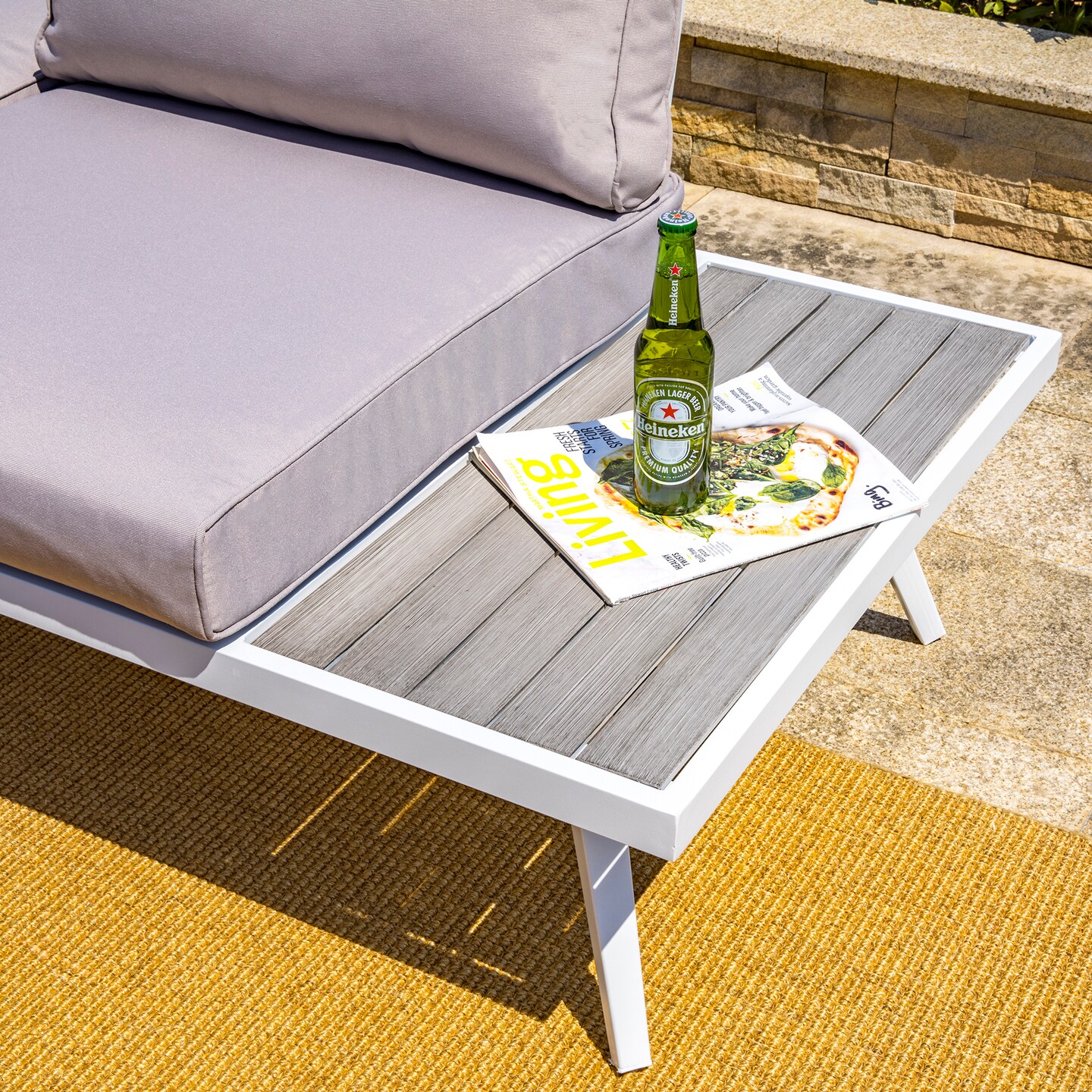 Outdoor Aluminum Sectional Sofa Set with Cushions, Model: 1pc coffee ...