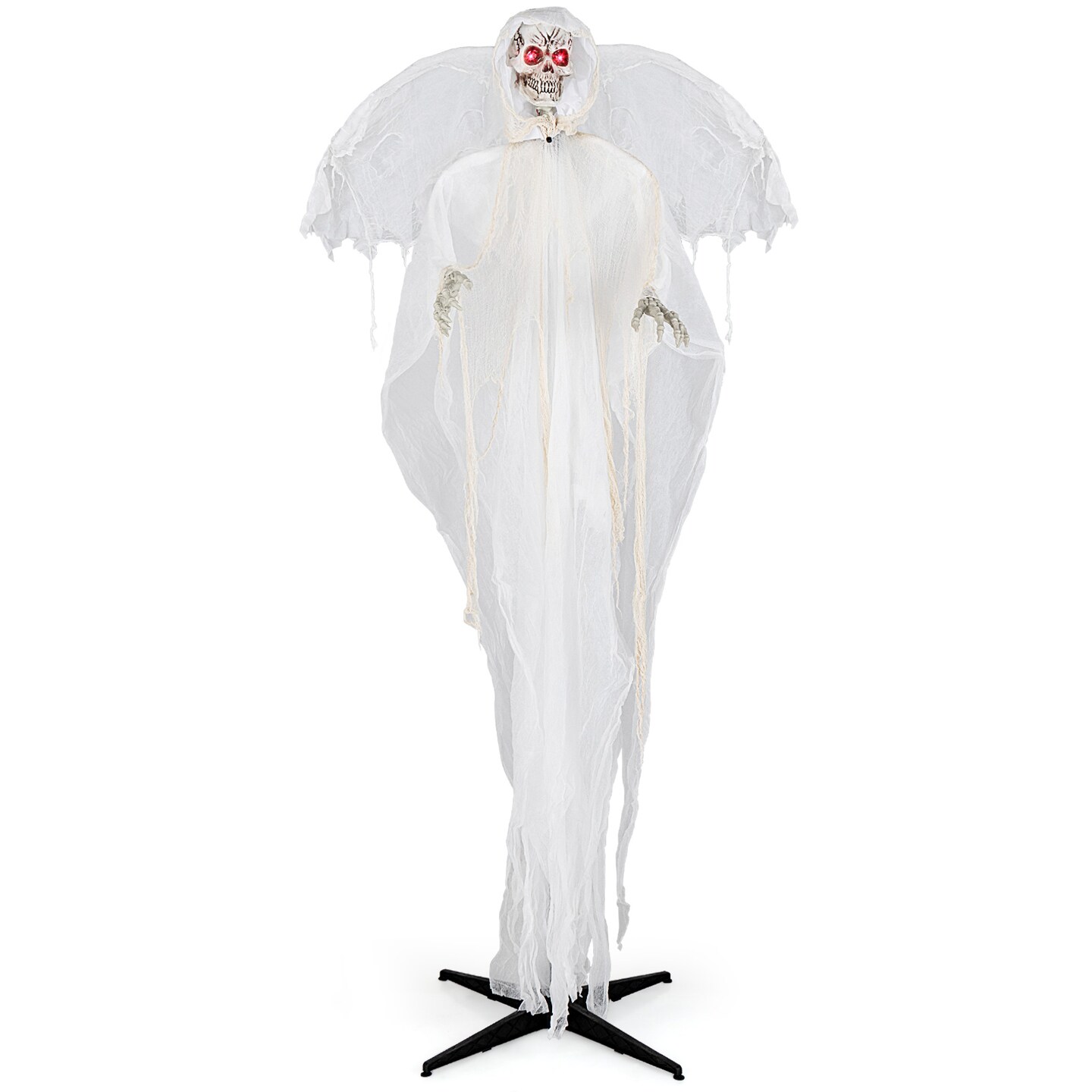 8.3 ft White Halloween Standing Haunted Angel with Lighted Eyes and ...