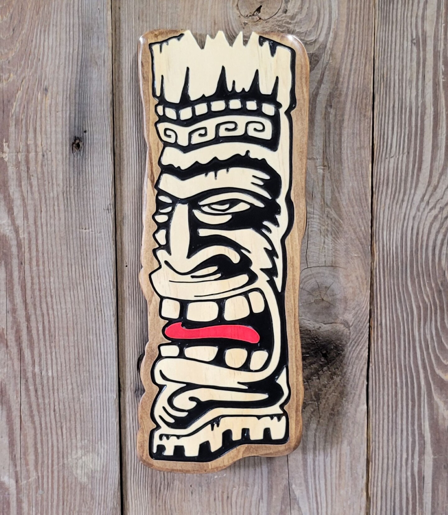 Polynesian Tiki Mask, for Tiki Home Bar, Hand Carved Wooden Sign ...