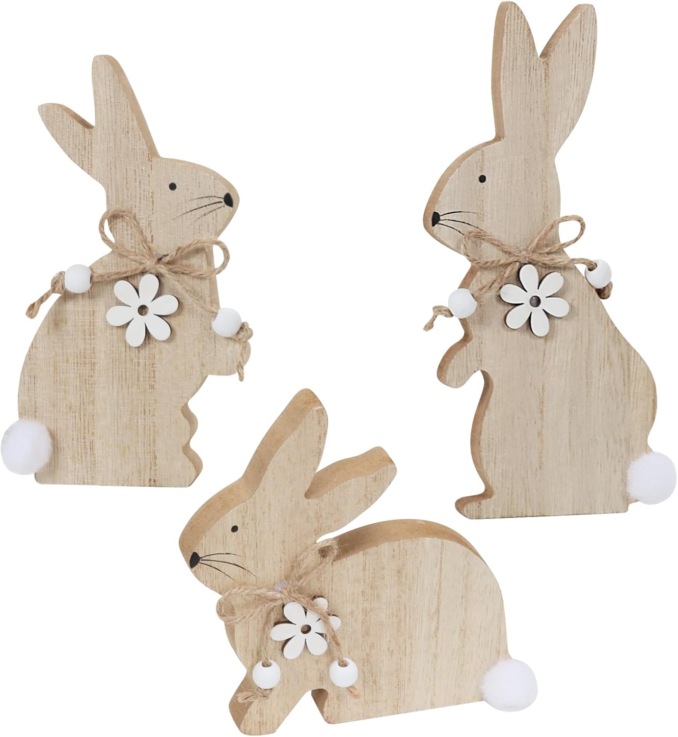 Easter Bunny Table Wooden Sign Decorations for Home, 3 Pieces Farmhouse ...