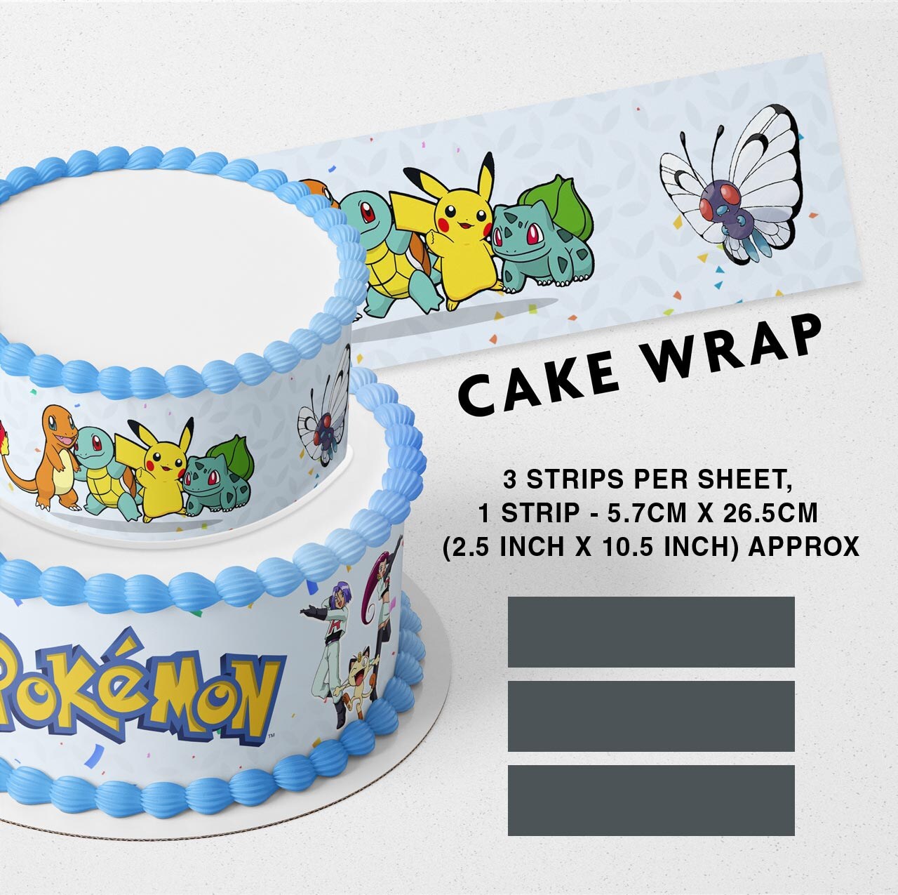 Pokemon Strips Edible Icing Printed Cake Wrap Strips Topper Ribbon ...