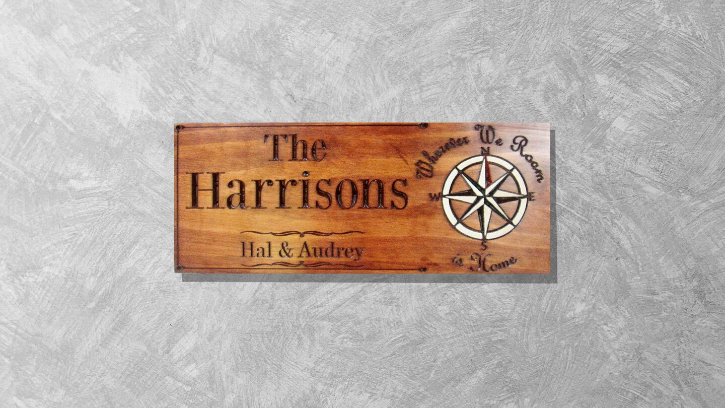 Campsite Sign with Compass, Wherever We Roam is Home Camper Sign ...