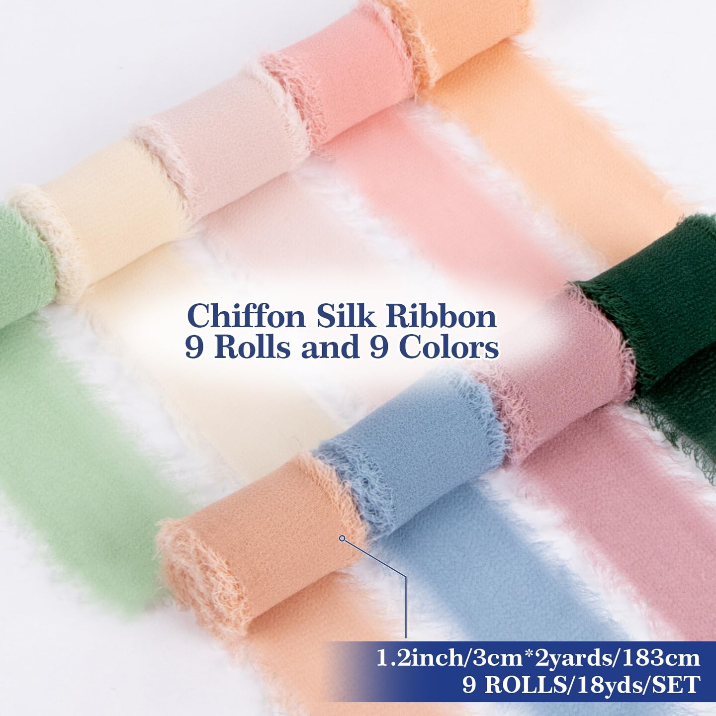 9 Rolls Chiffon Ribbon - 2yard x 9 Rolls Chiffon Silk Ribbon, Fringe ...