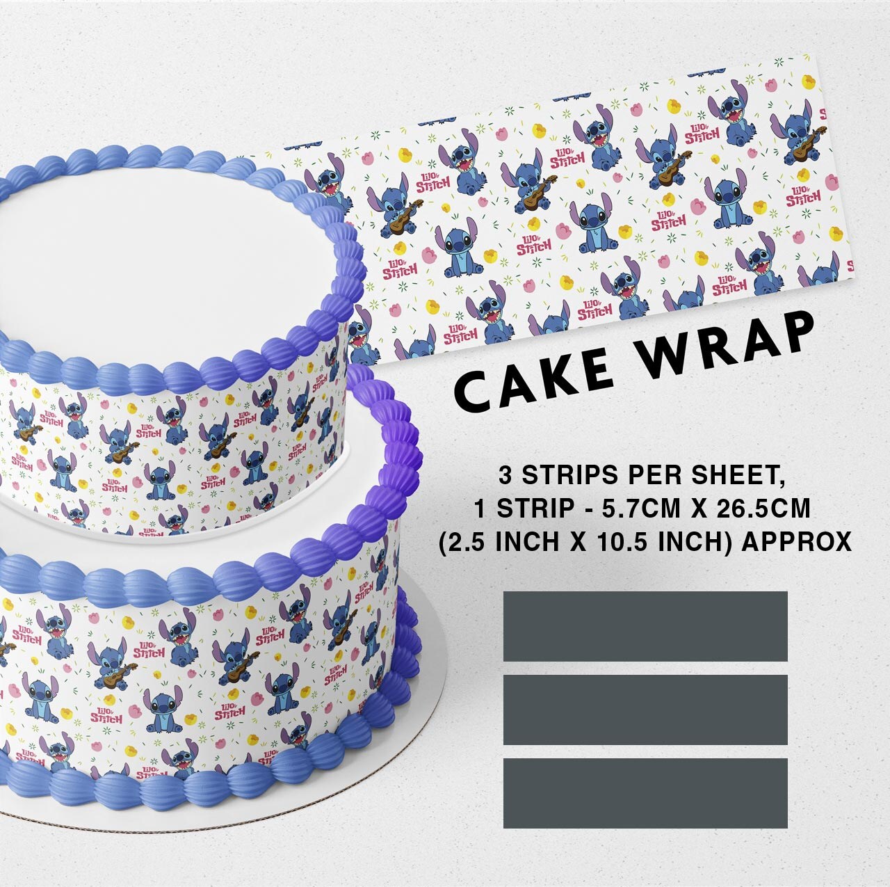 Lilo And Stitch Strips Edible Icing Printed Cake Wrap Strips Topper ...