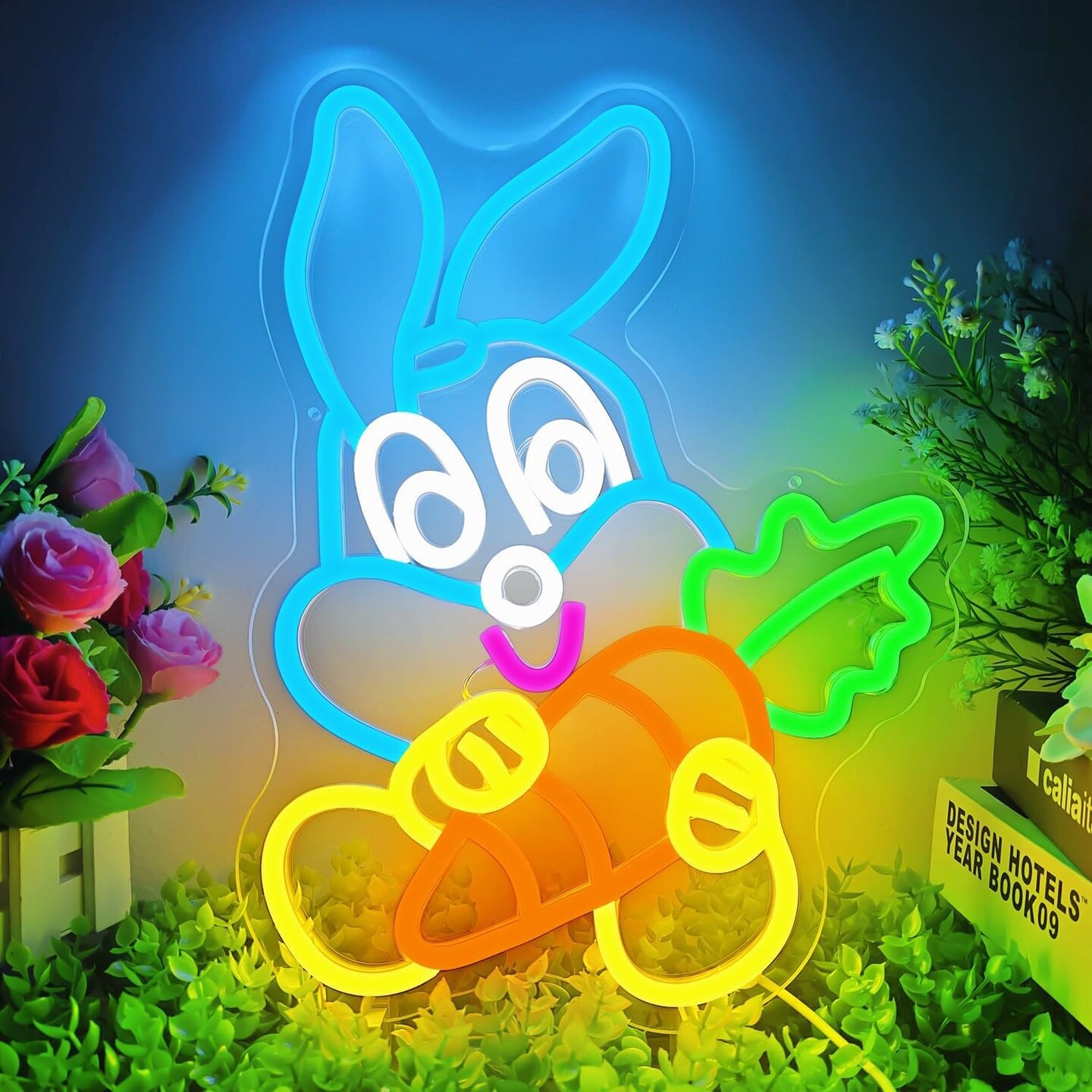 Easter Bunny Neon Sign Easter Neon Light Sign Dimmable LED Signs for ...