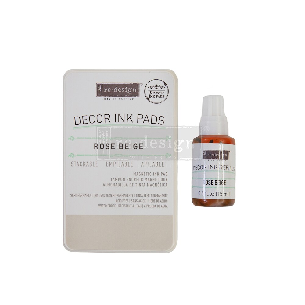 Decor Ink Pad - Rose Beige - 1 magnetic case + dry ink pad + 10ml ink ...