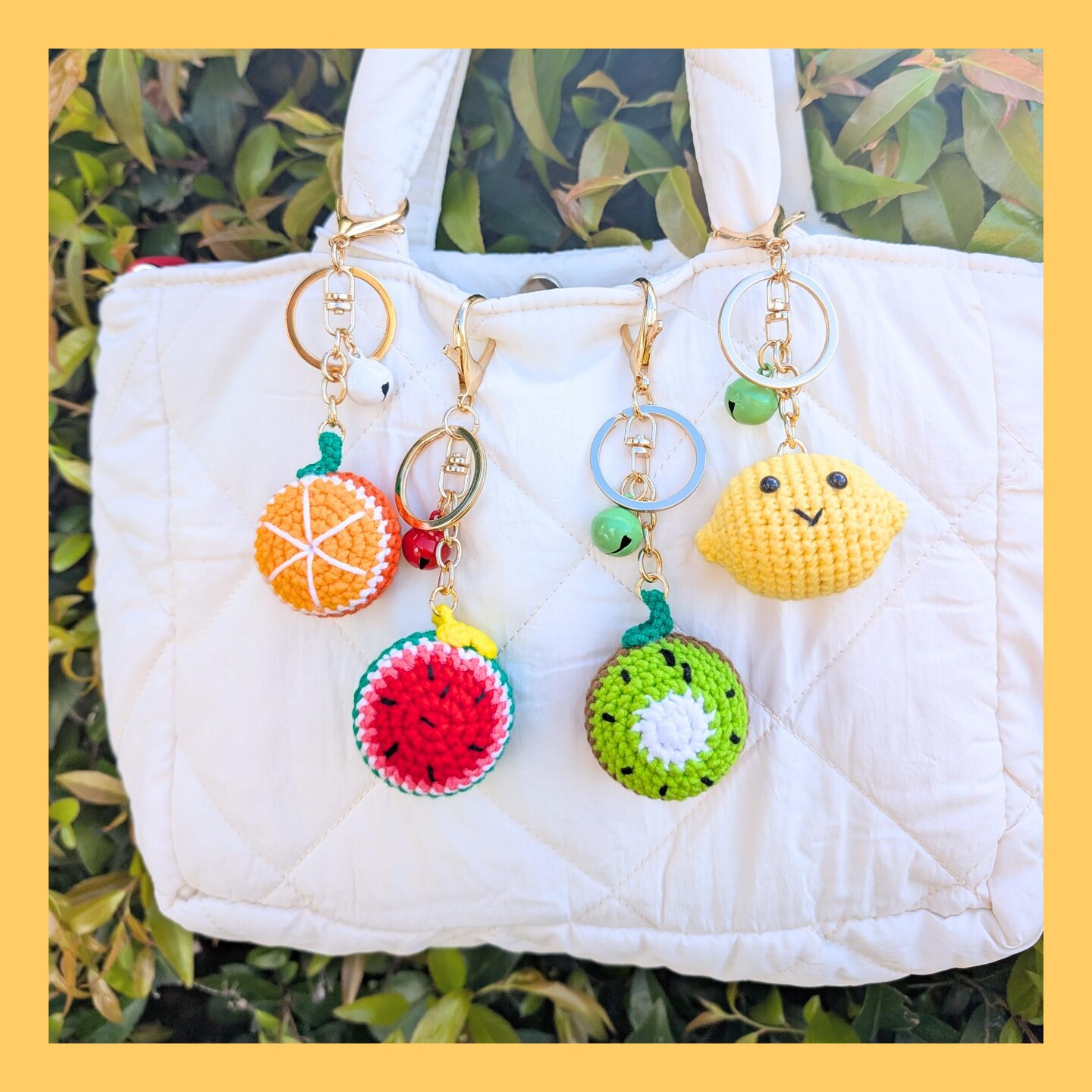 Fruit Colorful Crocheted Keychain | Handmade Cute Bag Charm | Kawaii ...