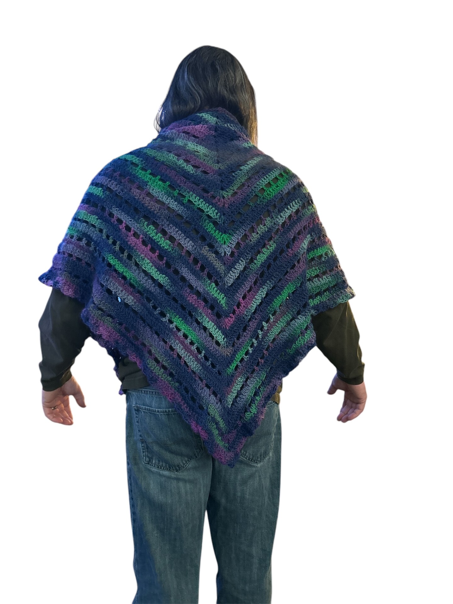 Lightweight Shawl Crocheted in Blue Green and Purple | MakerPlace by ...