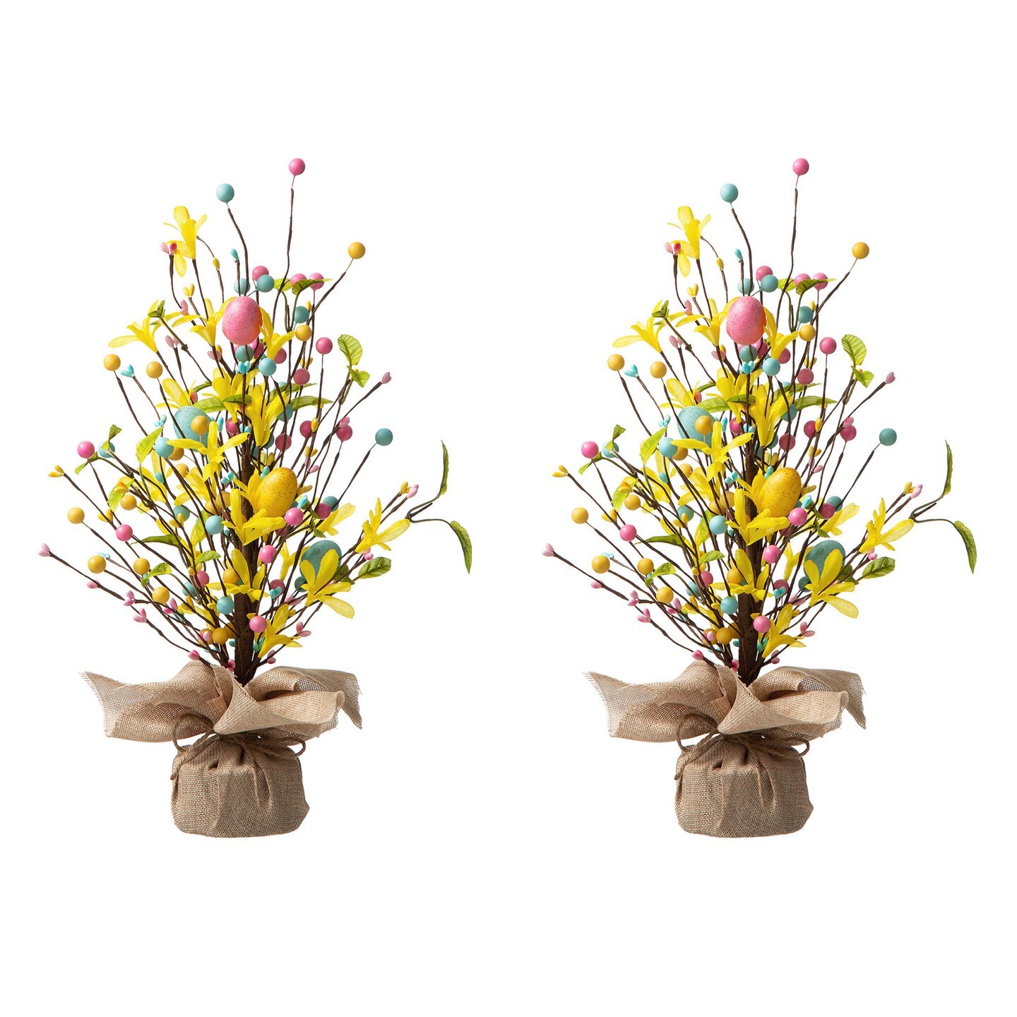 Set of 2 18"H Easter Egg Table Tree Décors, Color: Yellow | Michaels