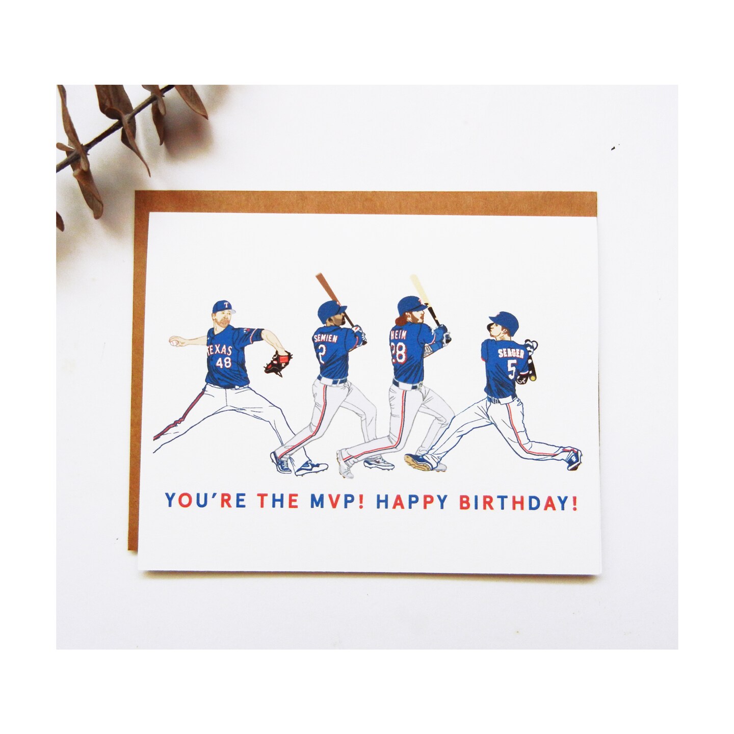 Texas Rangers Birthday Baseball Player Original Illustration Card "You ...