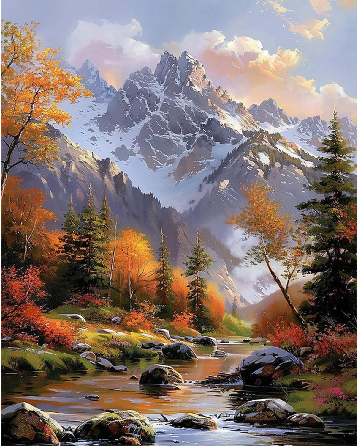 Perycomly Mountains Paint by Number Kit for Adults Beginner, DIY Paint ...