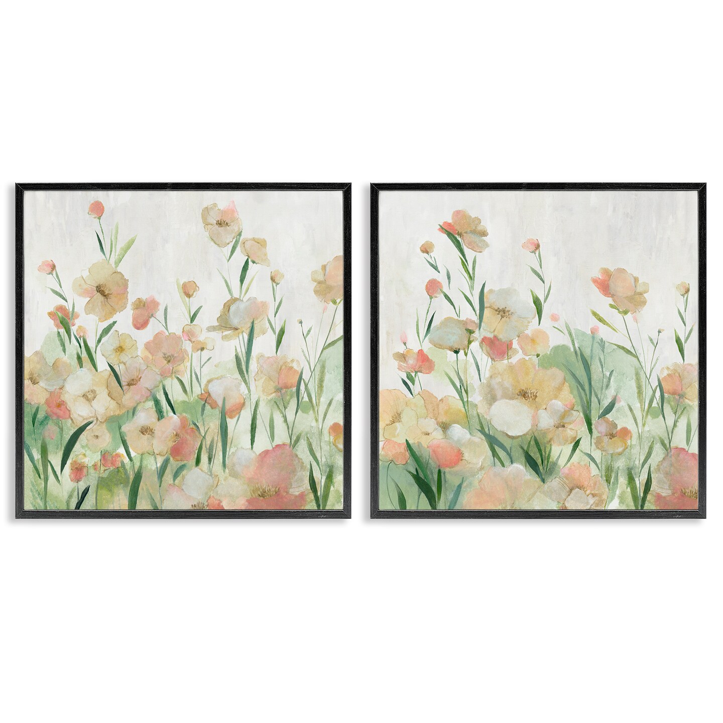 Stupell Industries Subtle Charming Flower Blooms 2pc Framed Giclee Set ...