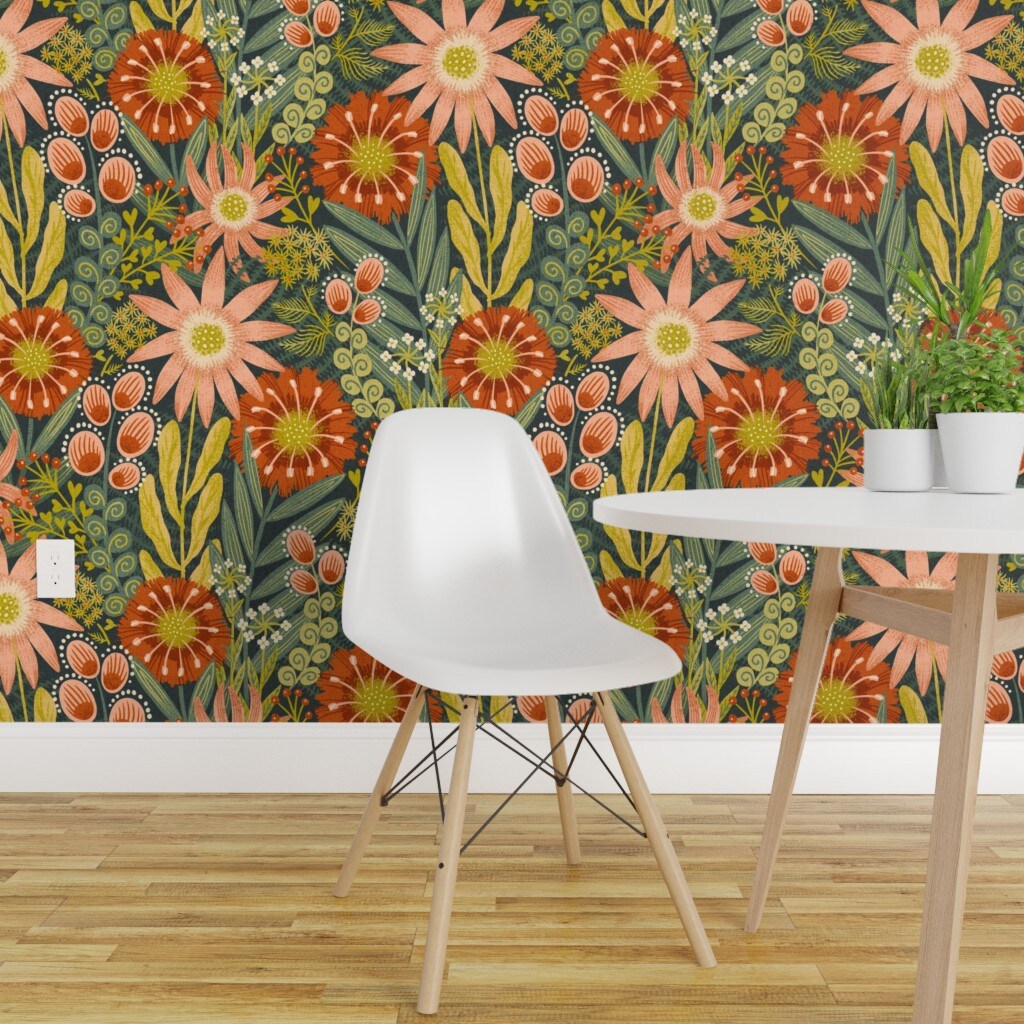 Pre-Pasted Wallpaper 2FT Wide Boho Botanical Floral Bohemian Farmhouse ...